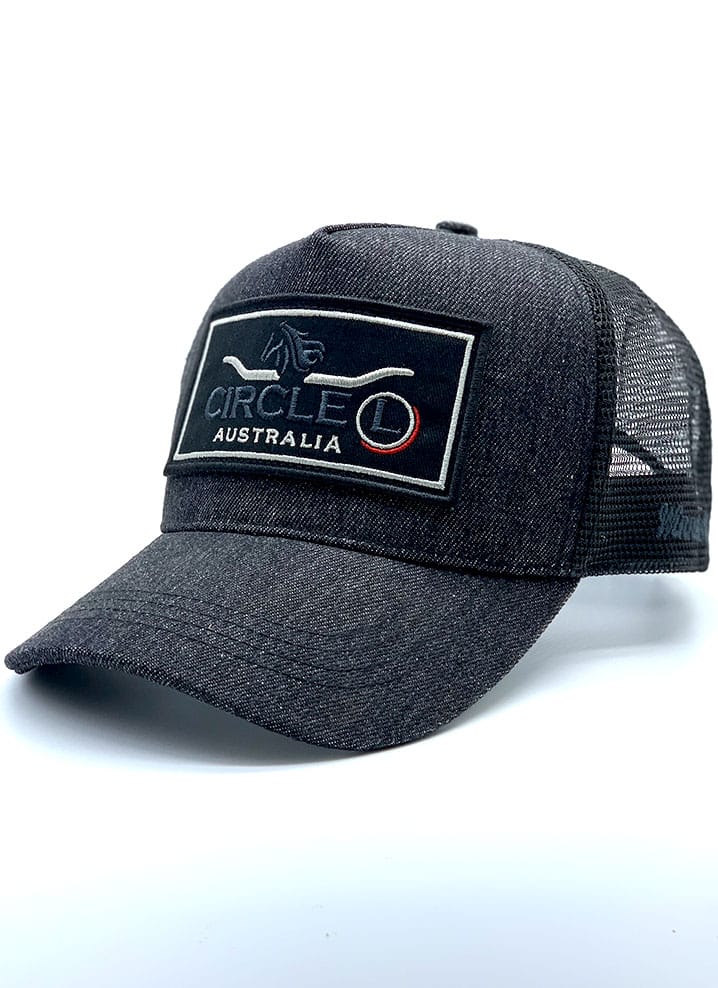 Circle L Charcoal Denim High Profile Trucker Cap - Circle L Australia