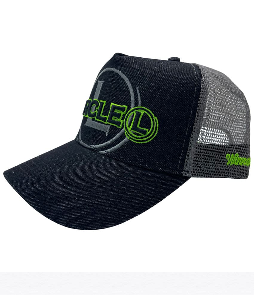 Circle L Embroidered Charcoal Lime High Profile Trucker Cap - Circle L ...
