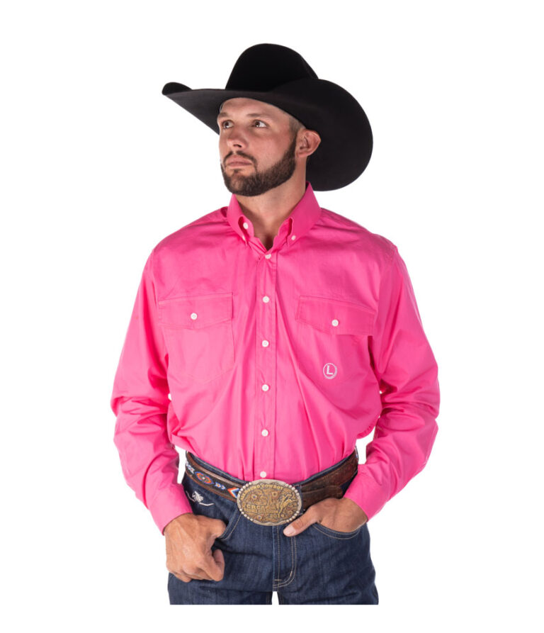 Mens Pink Long Sleeve Shirt - Circle L Australia